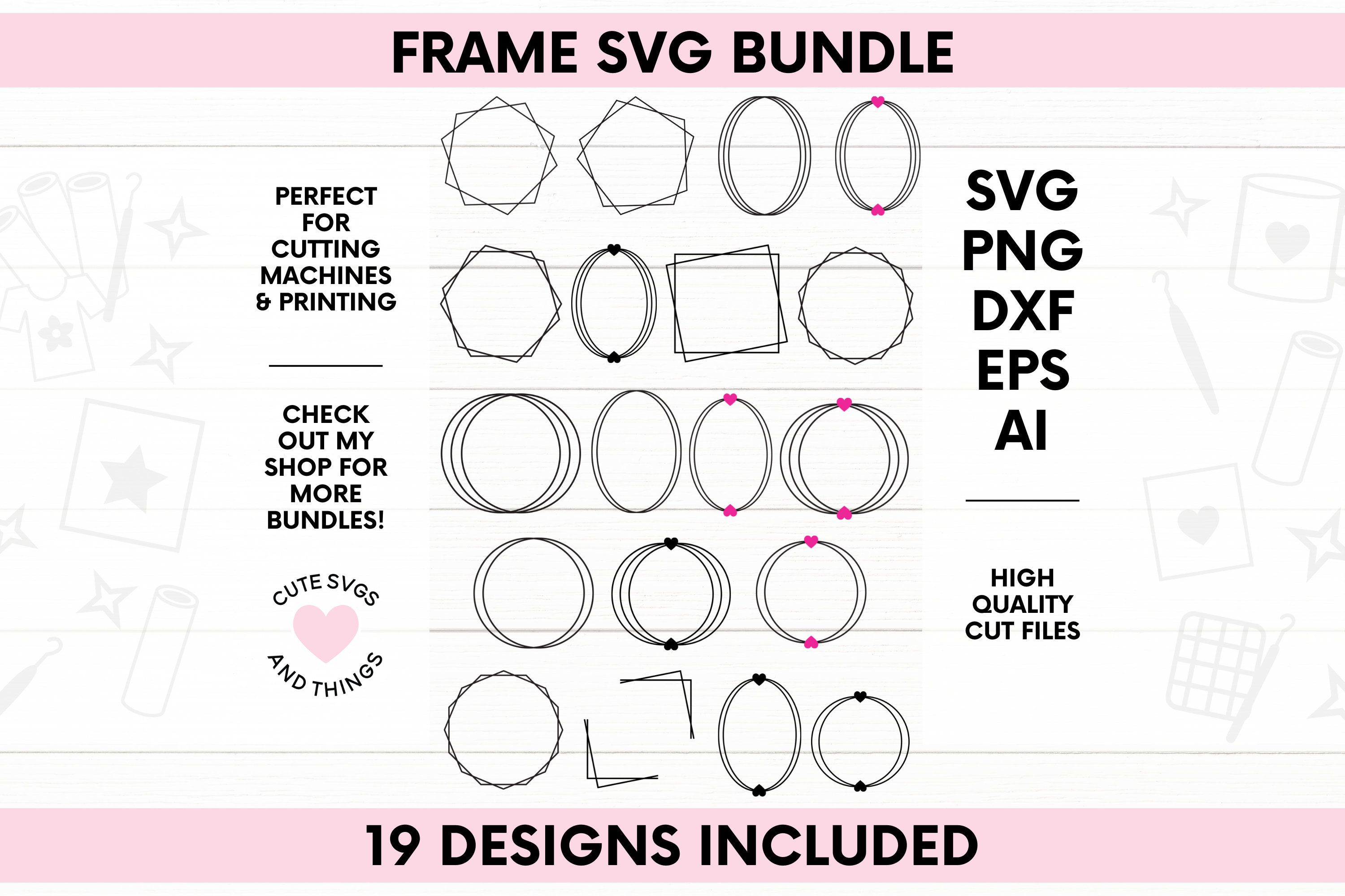 Geometric Frame SVG Bundle Square Frame Svgs Hexagon Frames SVG ...