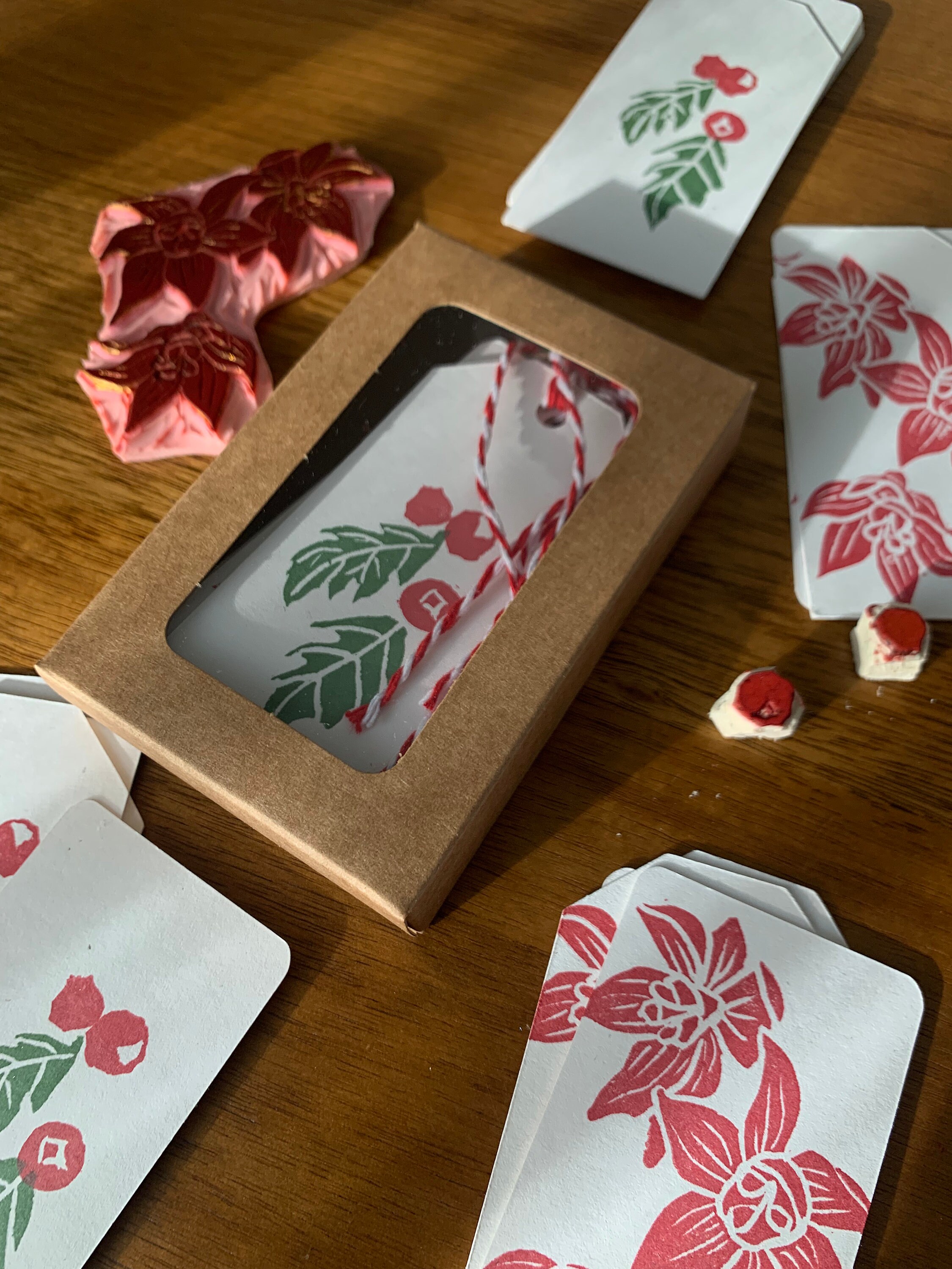 Handmade Botanical Linocut Gift Tags Set of 20 - Etsy