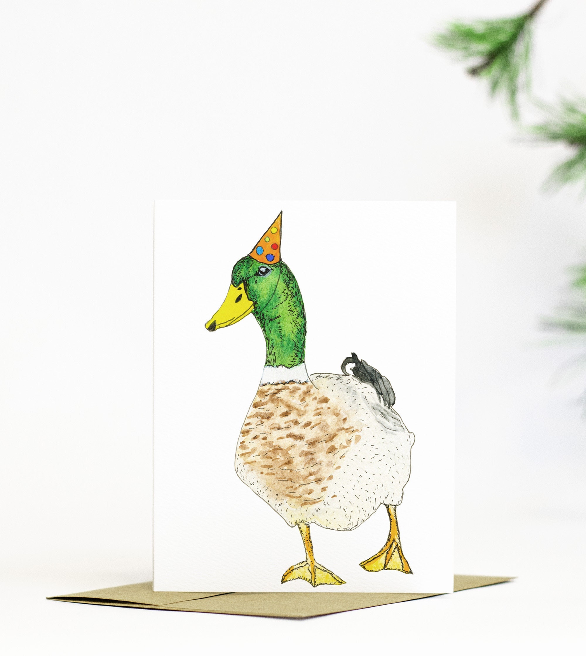 Watercolor Mallard Duck Card, Birthday Greeting Card, Art Gift, Mallard ...