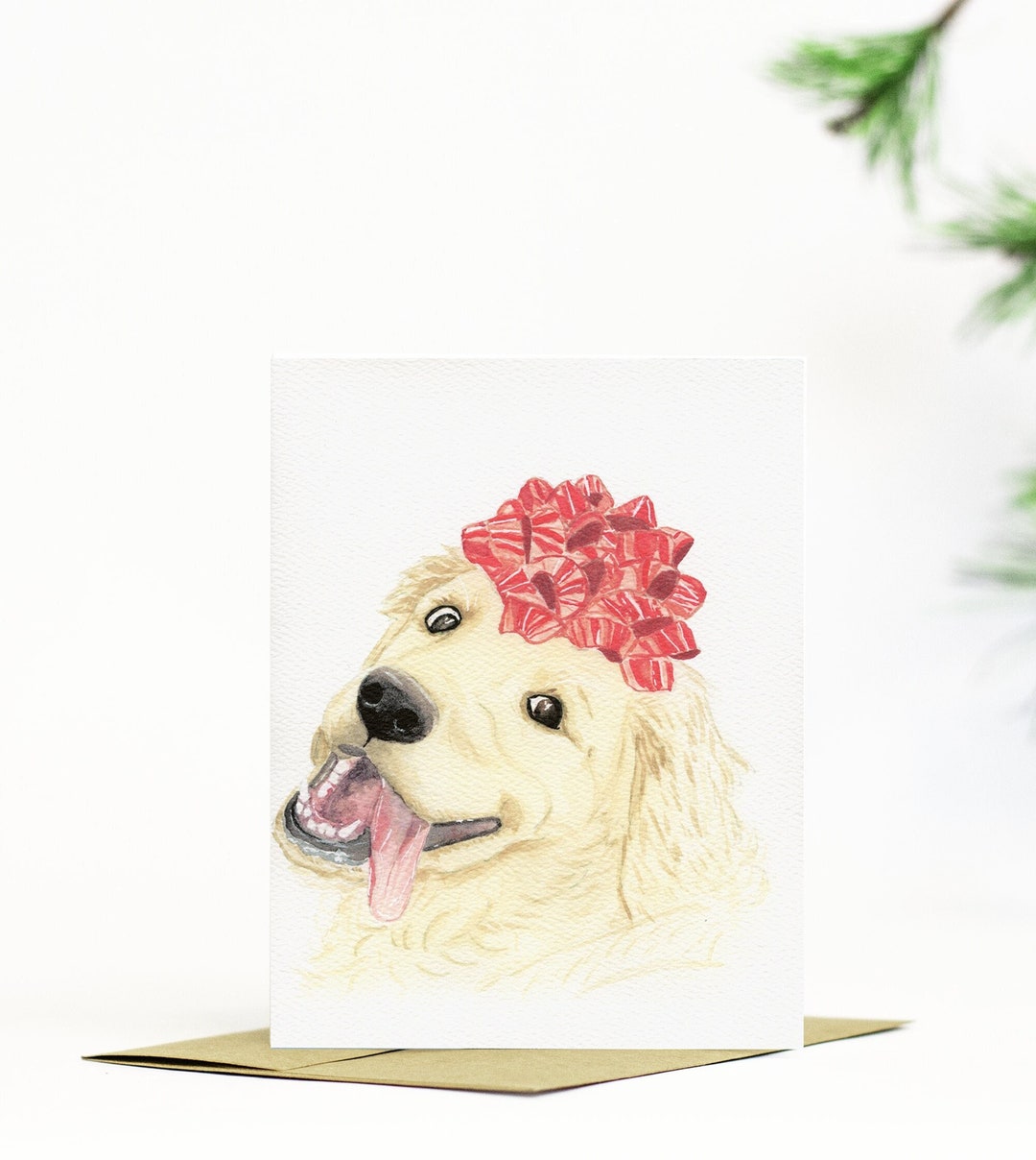 Golden Retriever Christmas Card, Dog Christmas Greeting Card ...