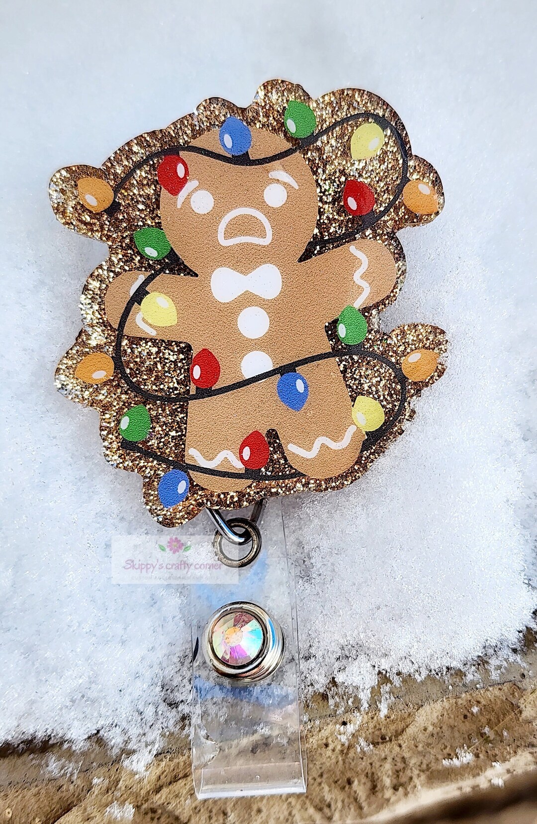 Gingerbread Man With Lights Badge Reel| Holiday Badge Reel| Christmas ...
