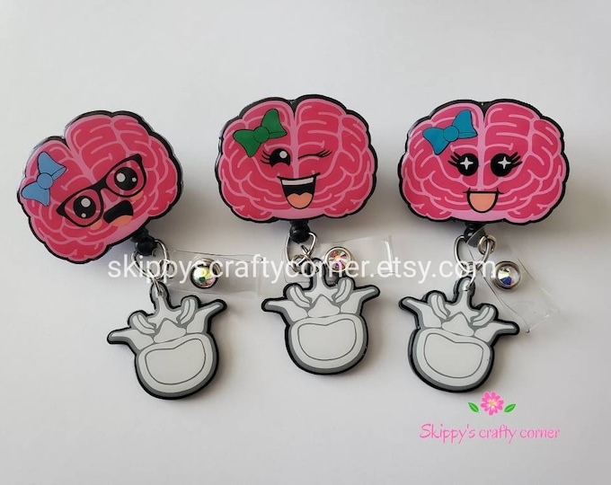 Brain Badge Reel Brain Id Holder Brain Badge Neurologists Badge Reel ...