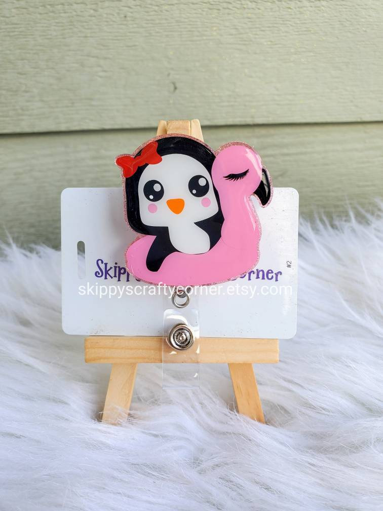 Penguin badge reel Penguin Badge Badge reel Badge clip | Etsy