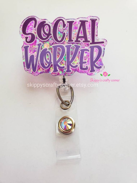 Social worker badge reel social worker badge holder badge | Etsy