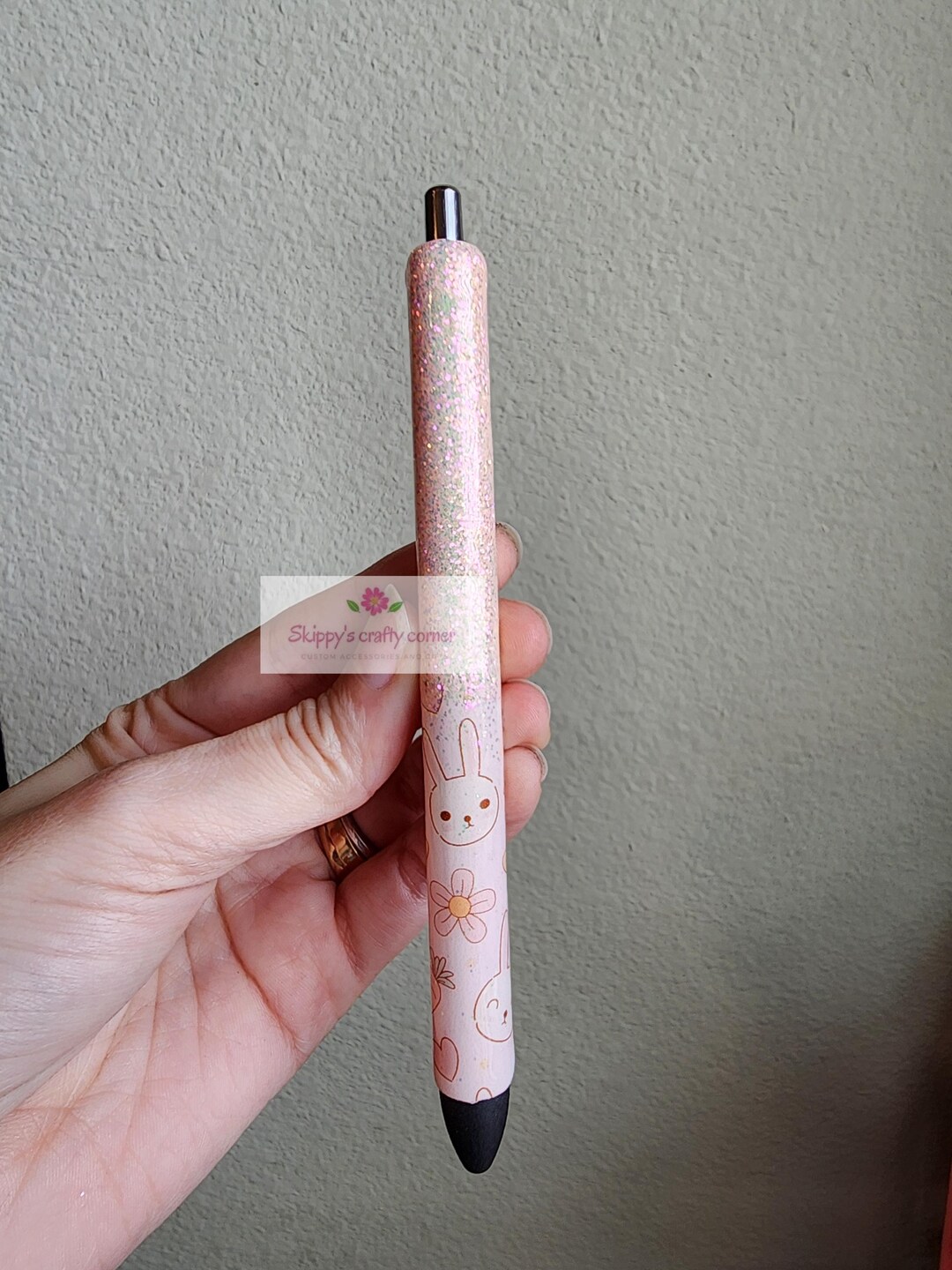 Floral Easter Bunny Glitter Pen| Glitter Pen| Easter Pen| Personalized ...