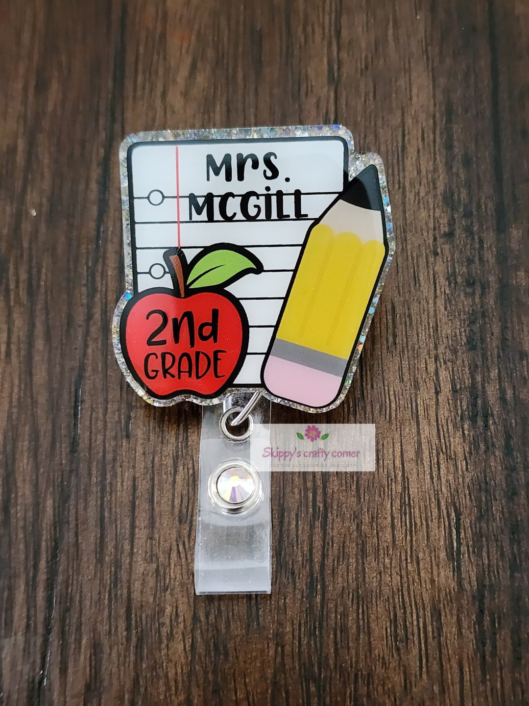 Notebook Paper Badge Reel Teacher Badge Reel Teacher Id Holder Badge ...