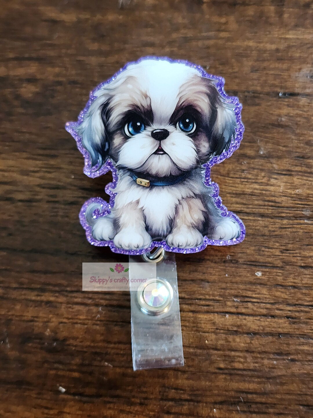 Shih Tzu Badge Reel Dog Badge Reel Animal Badge Reel Puppy Badge Reel ...