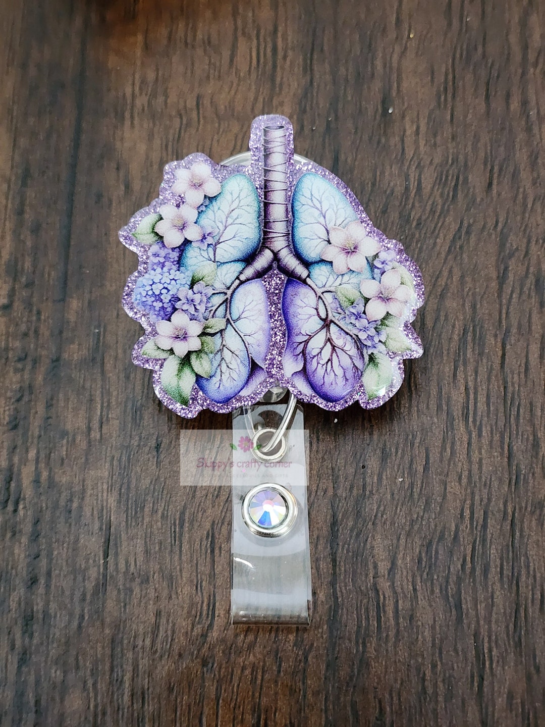 Floral Lungs Badge Reel Lung ID Holder Nurse Badge Reel Retractable ...