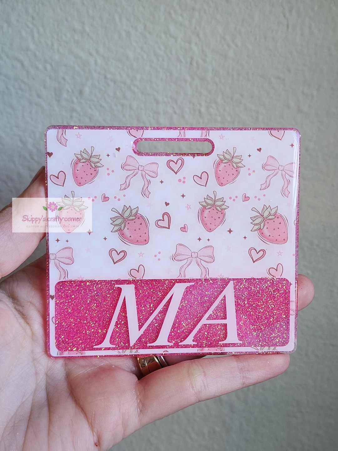 Coquette Strawberry Badge Buddy| Summer Badge Buddy| Badge Buddy Custom ...