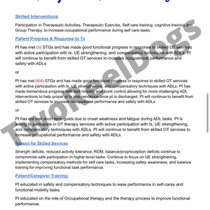 Skilled Nursing Facility OT Cheat Sheet Bundle - Evaluations - Template ...