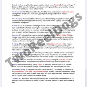Skilled Nursing Facility OT Cheat Sheet Bundle - Evaluations - Template ...