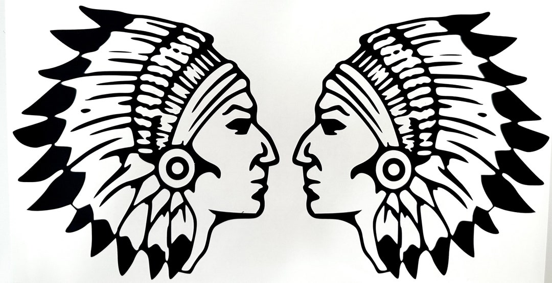 Native American Indian Chief Headdress Black Vinyl Decal Sticker (2pcs ...