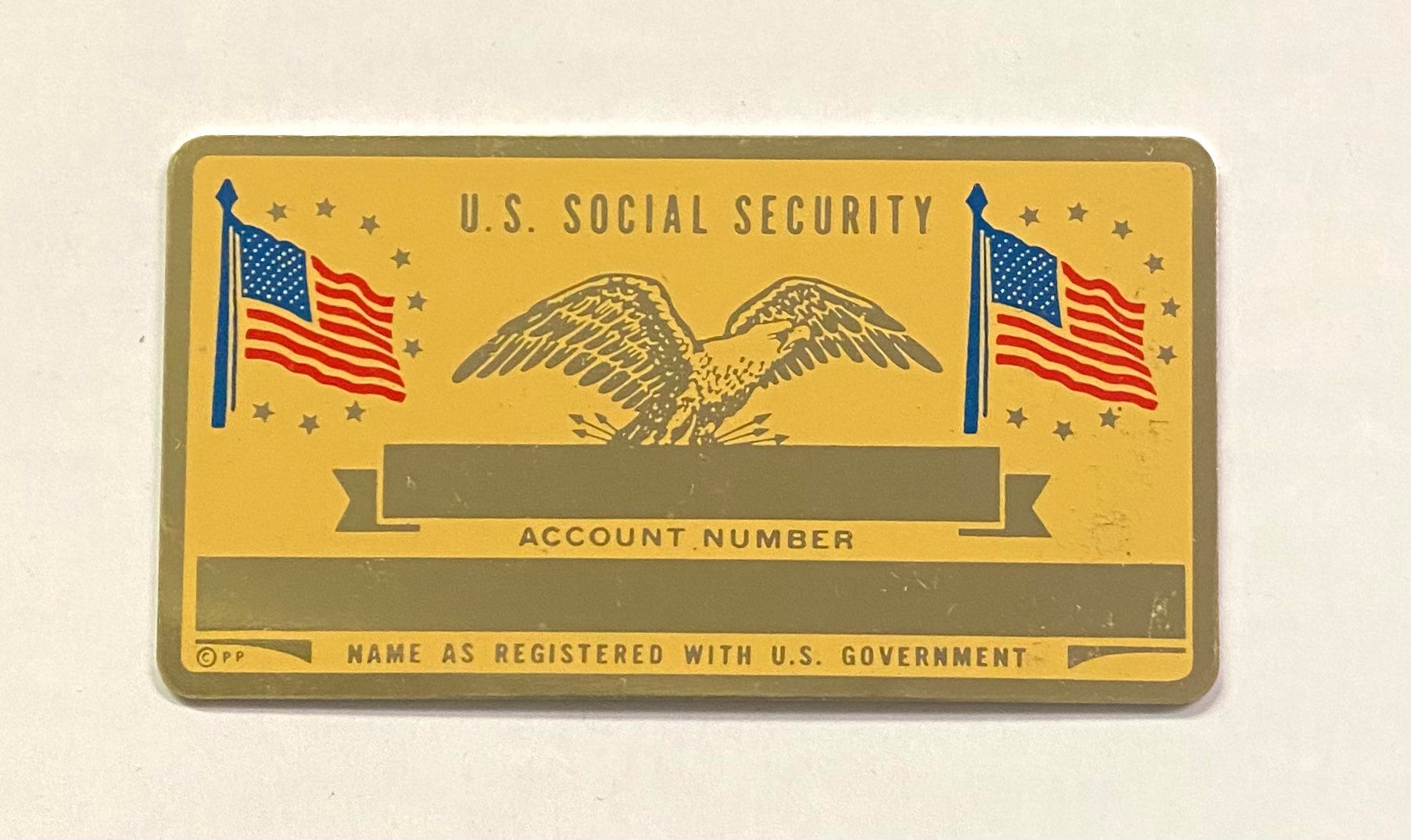 Vintage Gold Brass Blank Social Security Card Plate . Can Be ...