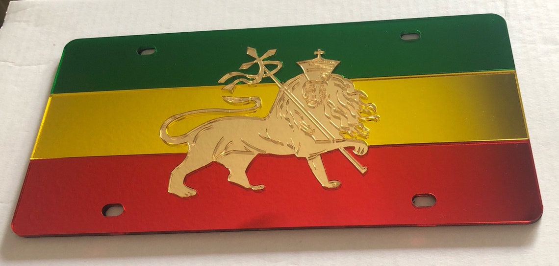 Rasta Lion of Judah ethiopia Acrylic Mirror License Plate - Etsy