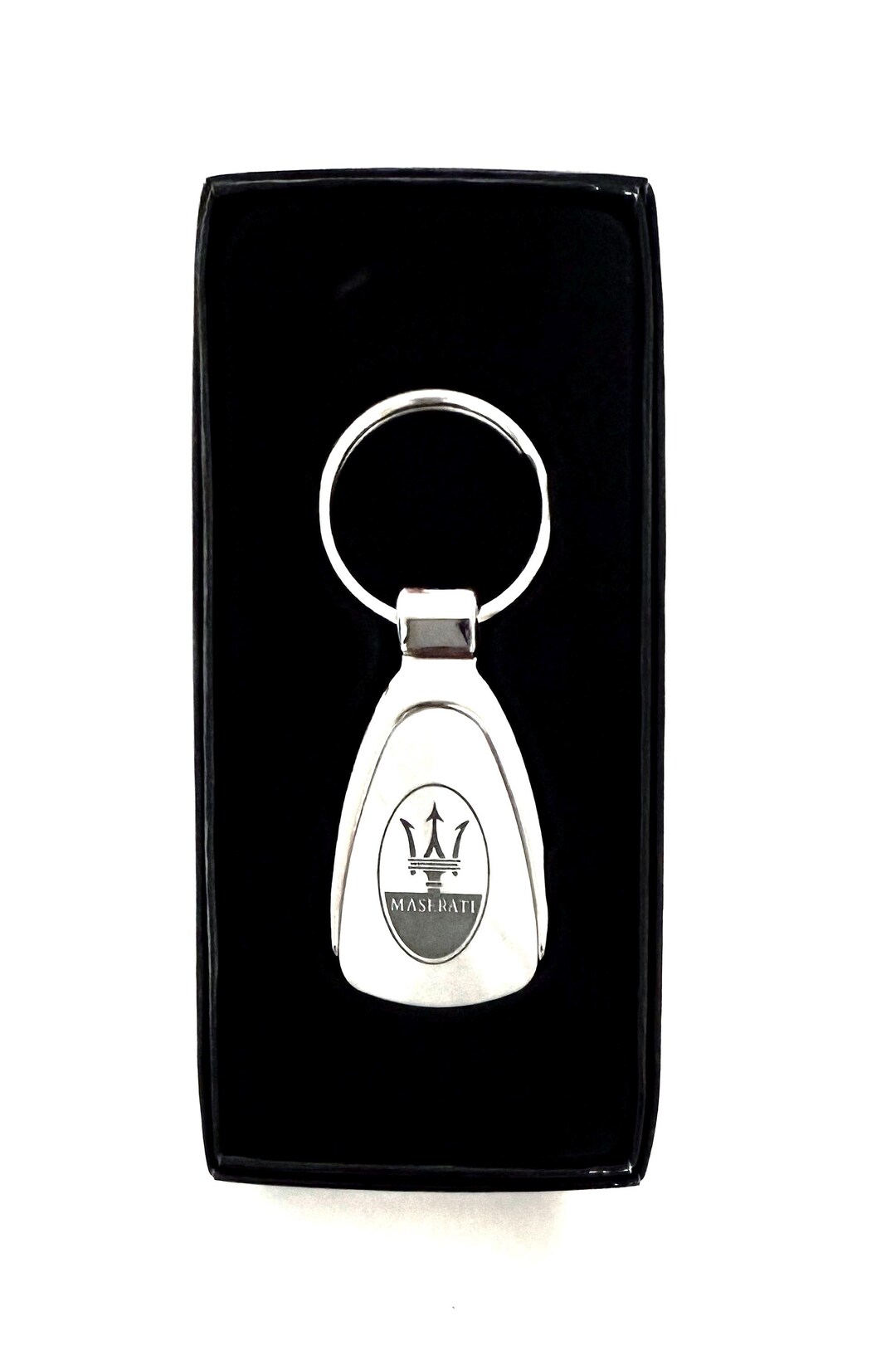 Personalized Maserati Keychain - Chrome Metal Car Logo - Engraved Name ...