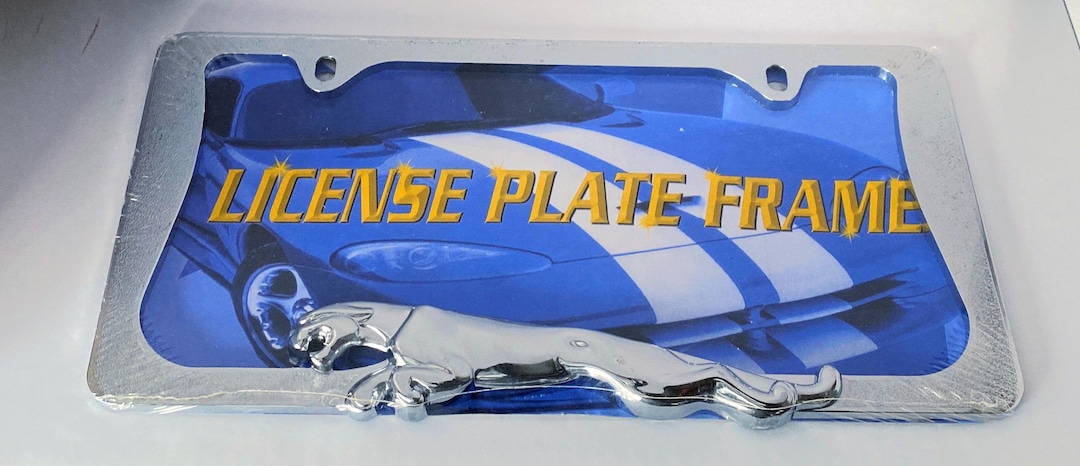 Jaguar , Panther Metal Black, Gold , or Chrome License Plate Frame for ...