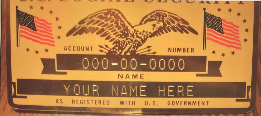 Vintage Gold Brass Blank Social Security Card Plate . Can Be ...