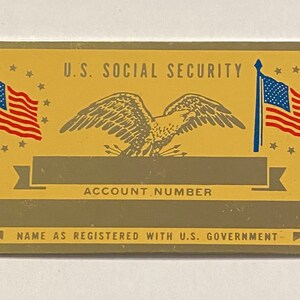 Vintage Gold Brass Blank Social Security Card Plate . Can Be ...