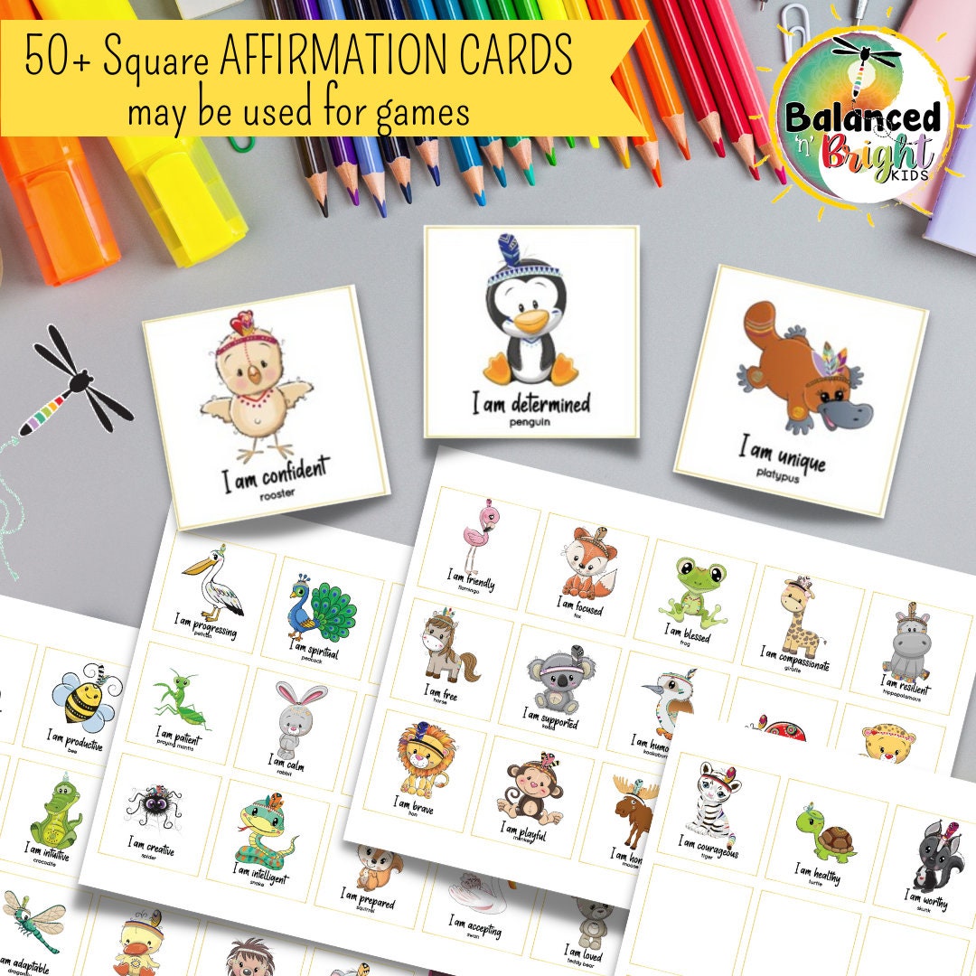 MINI PACK: 50 Mini Square Wellbeing Warrior Affirmation Cards Tribal ...