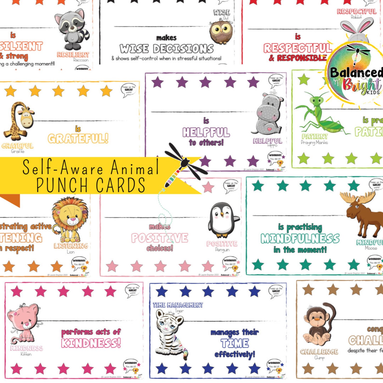 37 Self-awareness Certificates & Punch Cards for Kids Social-emotional ...
