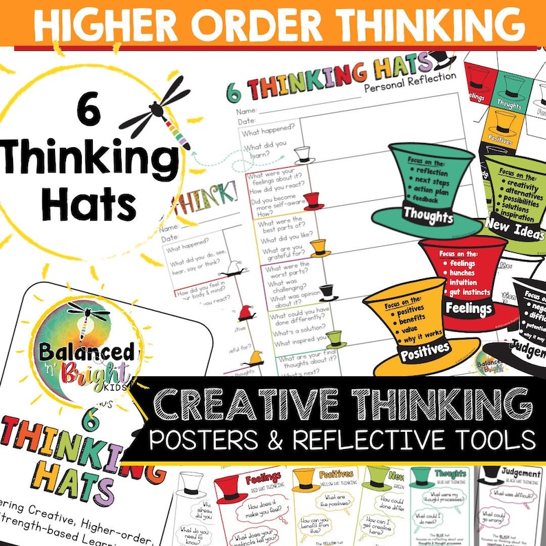 6 Thinking Hats: Creative Thinking Higher Order Thinking - Etsy