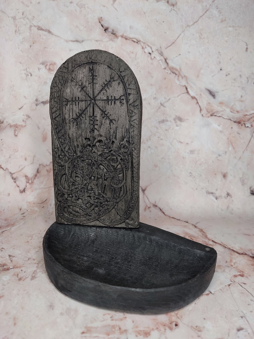 Viking Runic Stone, Aegishjalmur Backflow Incense Burner Stone ...