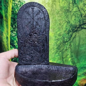 Viking Runic Stone, Aegishjalmur Backflow Incense Burner Stone ...