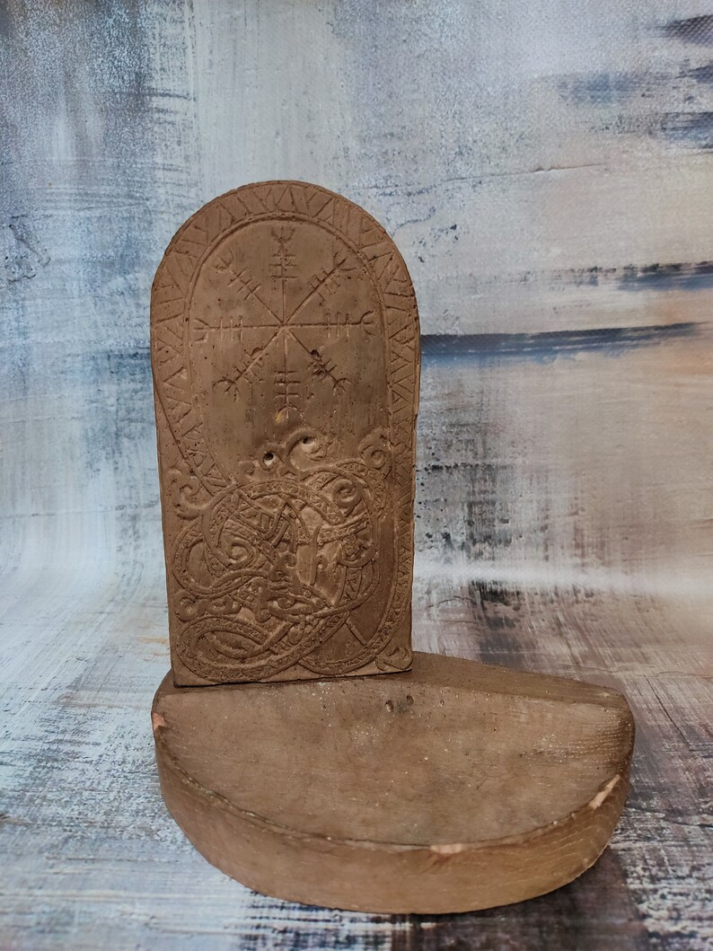 Viking Runic Stone, Aegishjalmur Backflow Incense Burner Stone ...