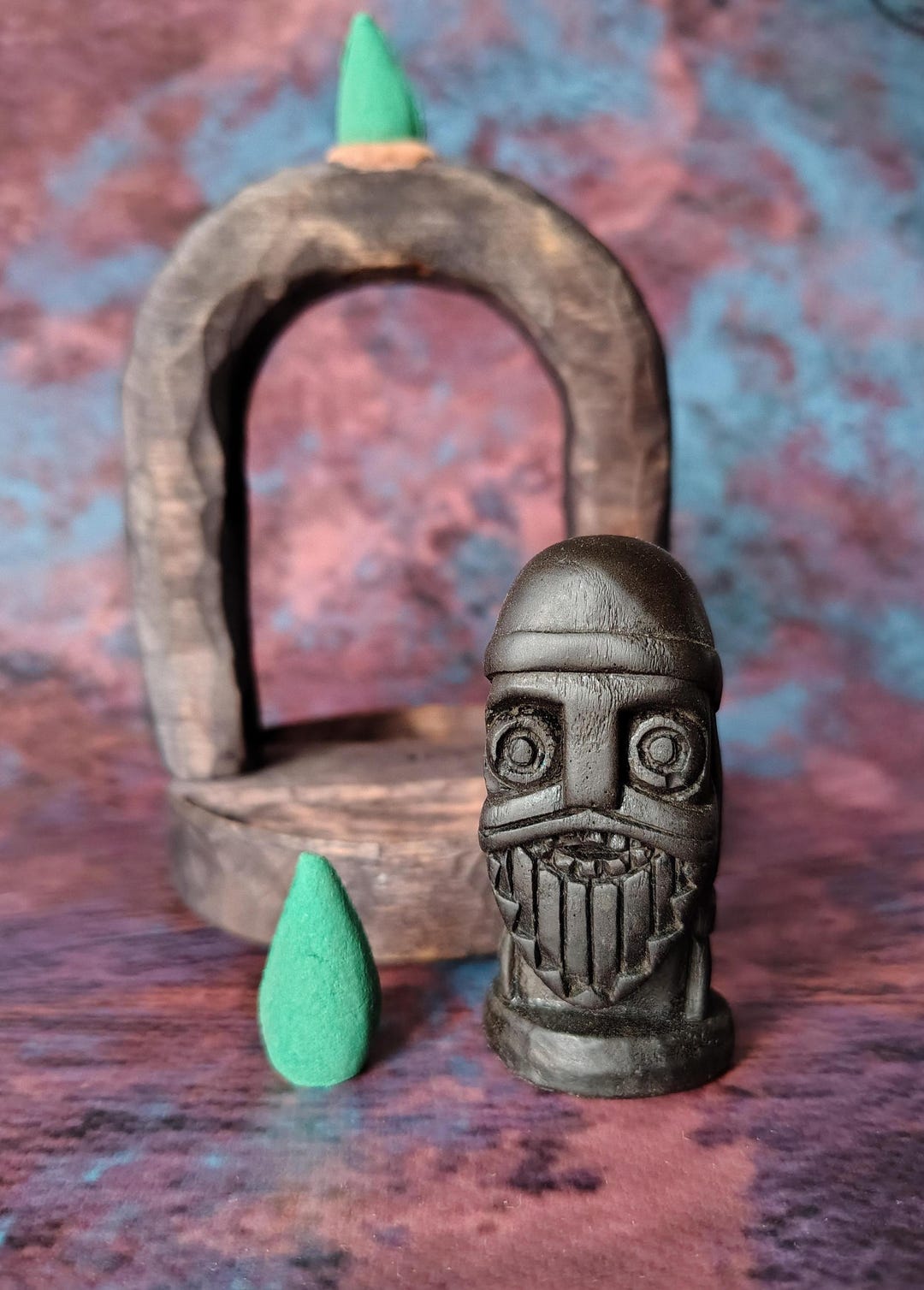 Viking Head Backflow Incense Burner: Alder Wood Meditation Holder - Etsy