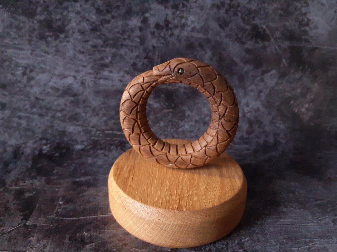 Ancient Uroborus, Wooden Uroborus Sculpture, Wooden Snake, Serpent ...
