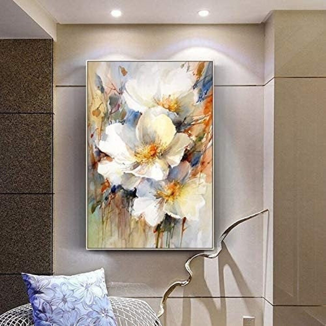 White Flower Painting /oil Painting on Canvas/hand Painted - Etsy