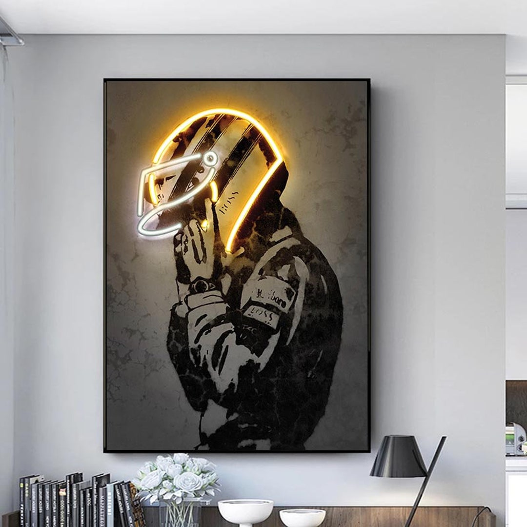 Poster Ayrton Senna Neon Style F1 / Neon Effect Art Print on Canvas ...