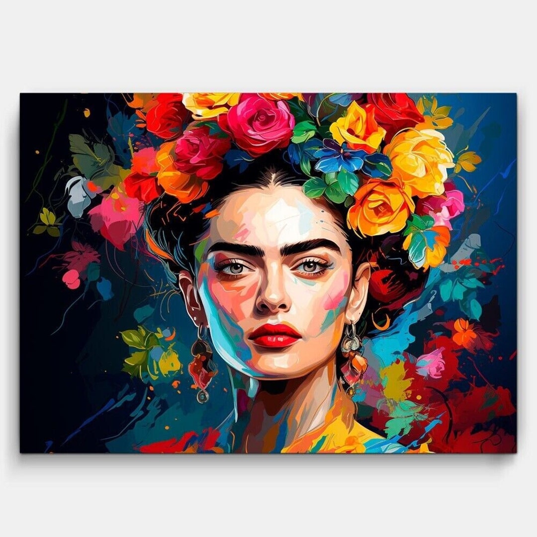 Frida Kahlo Canvas Poster /mexican Art/ Portrait Living Room / Picture ...