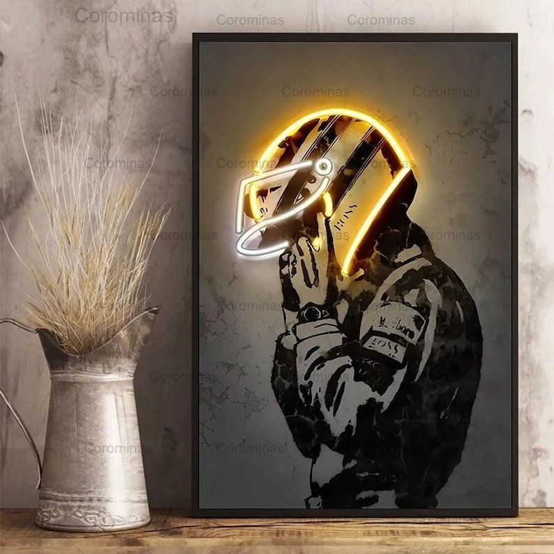 Poster Ayrton Senna Neon Style F1 / Neon Effect Art Print on Canvas ...
