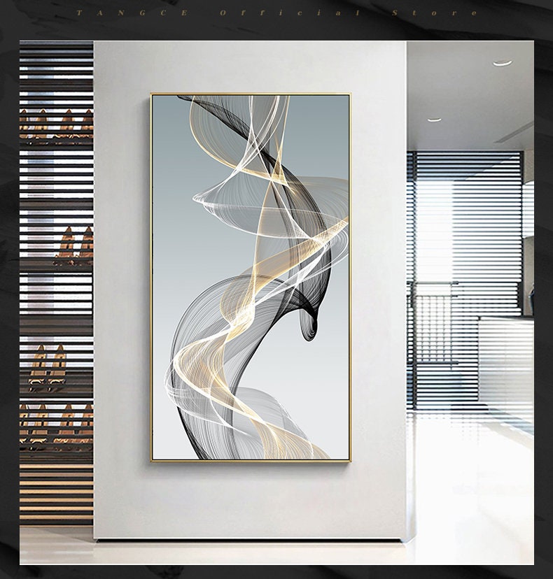 Abstract Yellow and Black Lines / Wall Art Poster/ Modern Poster Print ...