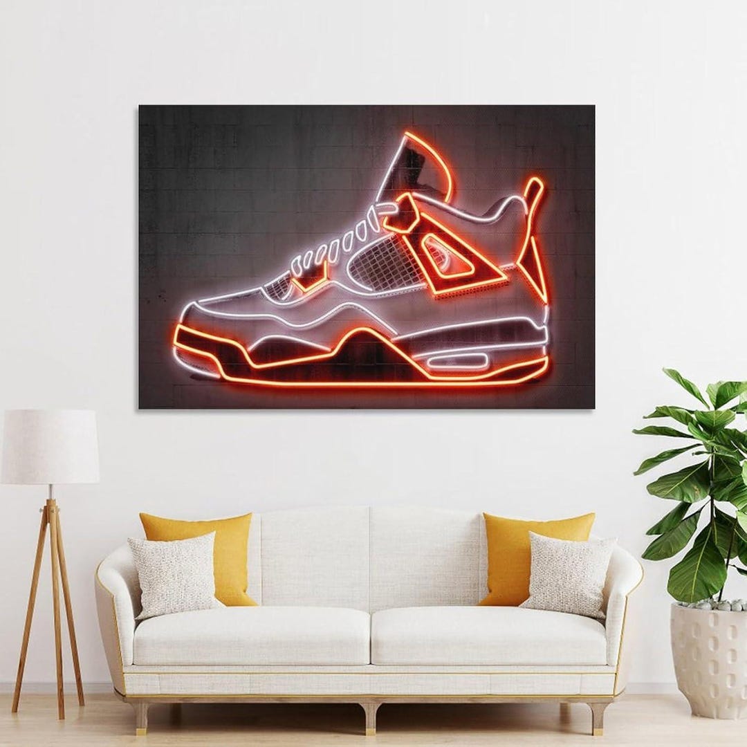 Nike Air Jordan / Art Print on Canvas Looks Like a Neon Effect / Jordan ...
