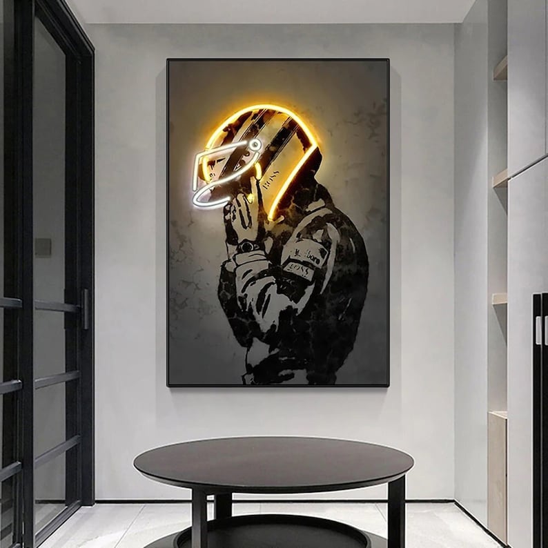 Poster Ayrton Senna Neon Style F1 / Neon Effect Art Print on Canvas ...