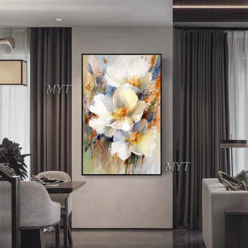 White Flower Painting /oil Painting on Canvas/hand Painted - Etsy