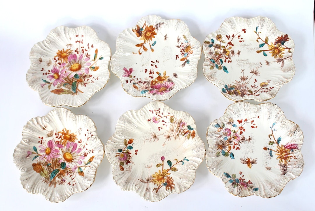 6 Antique Pastry Plates Ceramic Floral Motifs Royal Bonn Around 1900 - Etsy