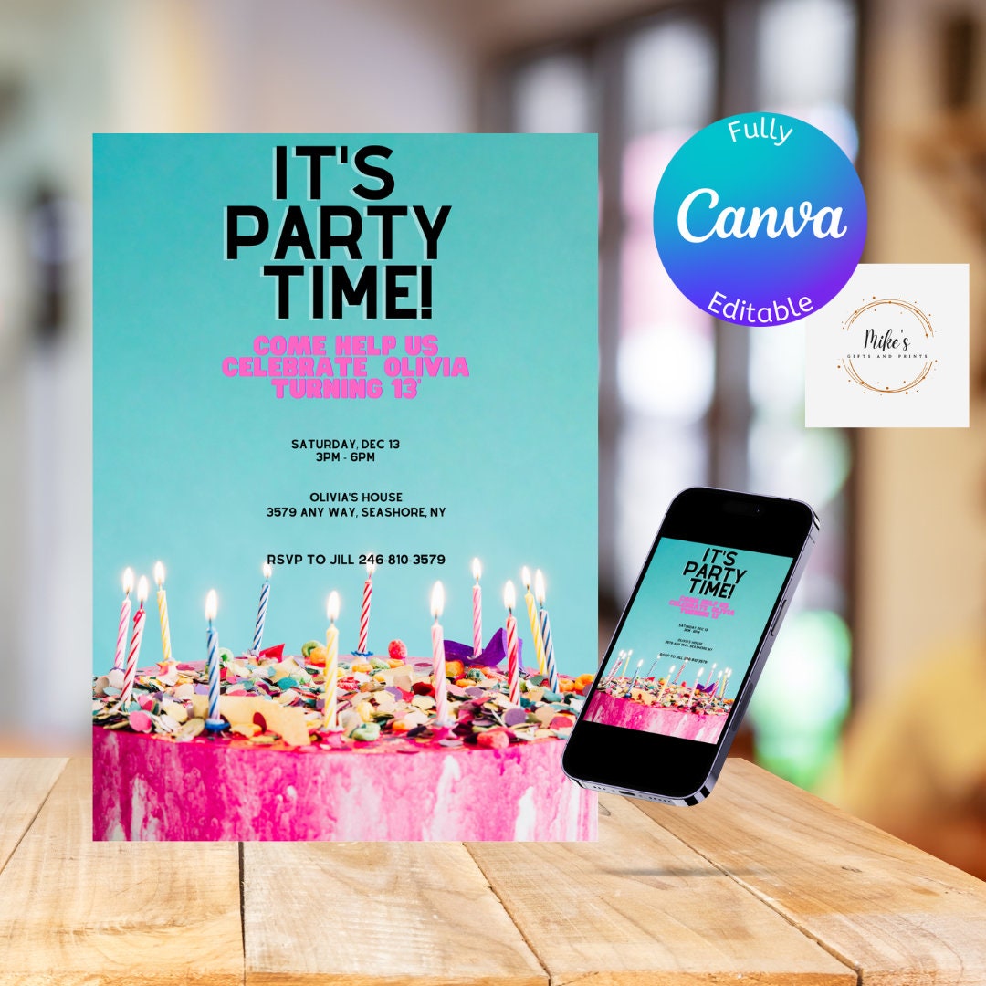 Color Party Invitation, It's Party Time, Adult Party Invite, Party ...