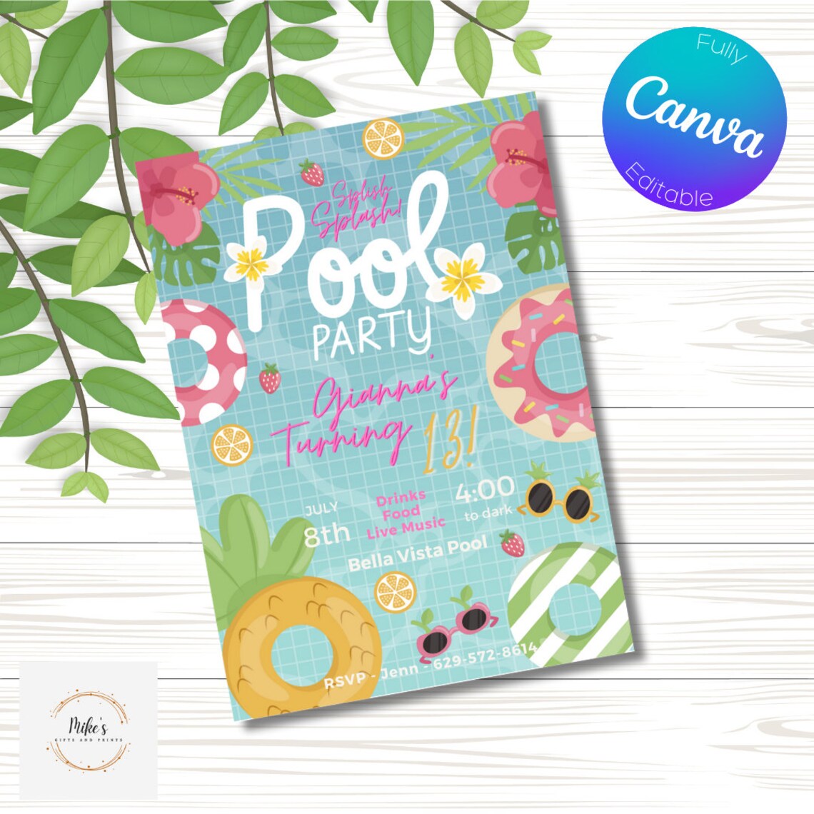 Splish Splash Pool Party Invitation, Pool Party Invite, EDITABLE ...
