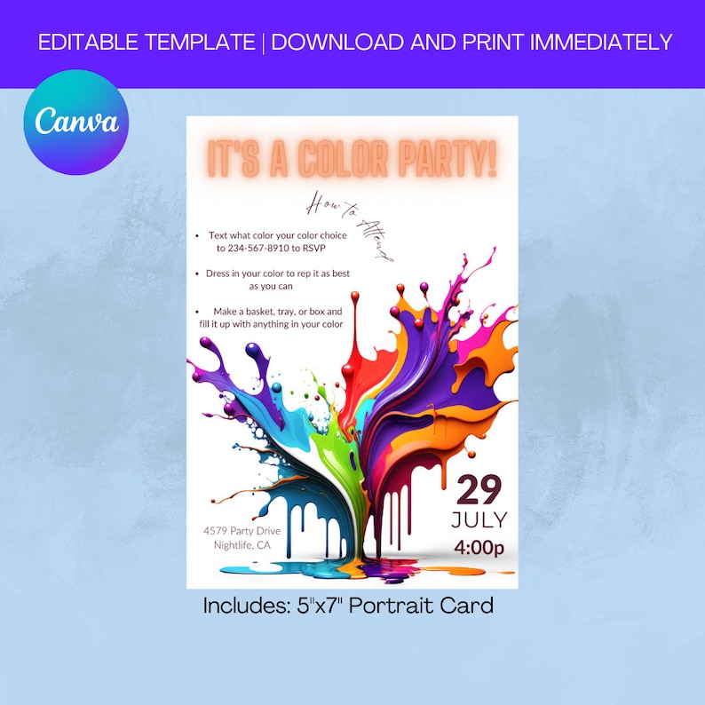 4k Drip Color Party Invitation, Rainbow Party, Adult Party Invite ...