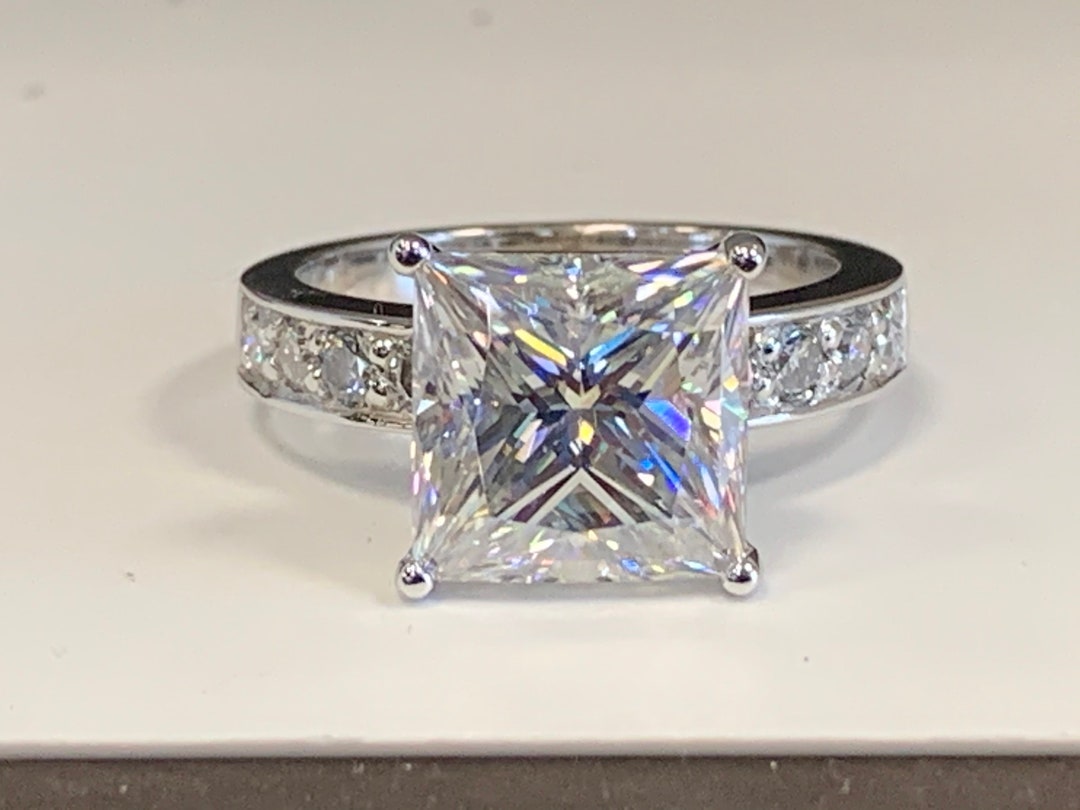 Ladies 14kt Princess Cut Forever One 5 Carat Moissanite Ring. - Etsy