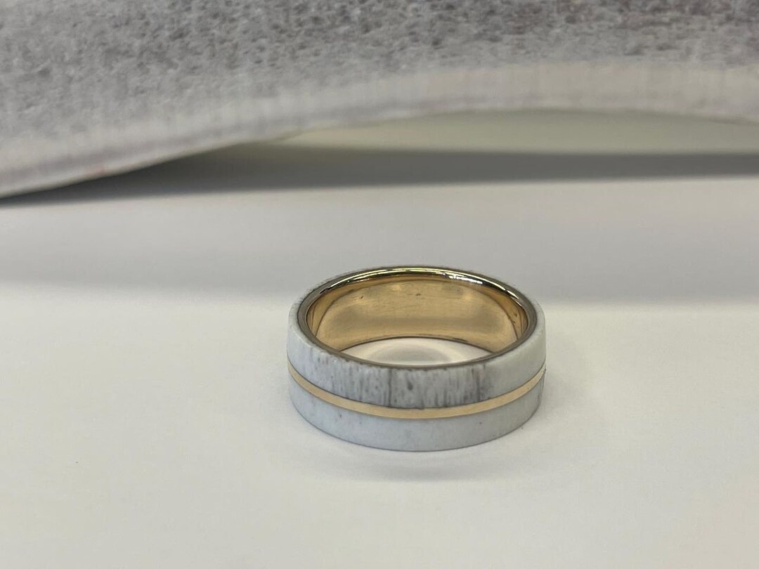 Elk Antler Natural Inlay With Real Yellow Gold 14kt Gold. - Etsy
