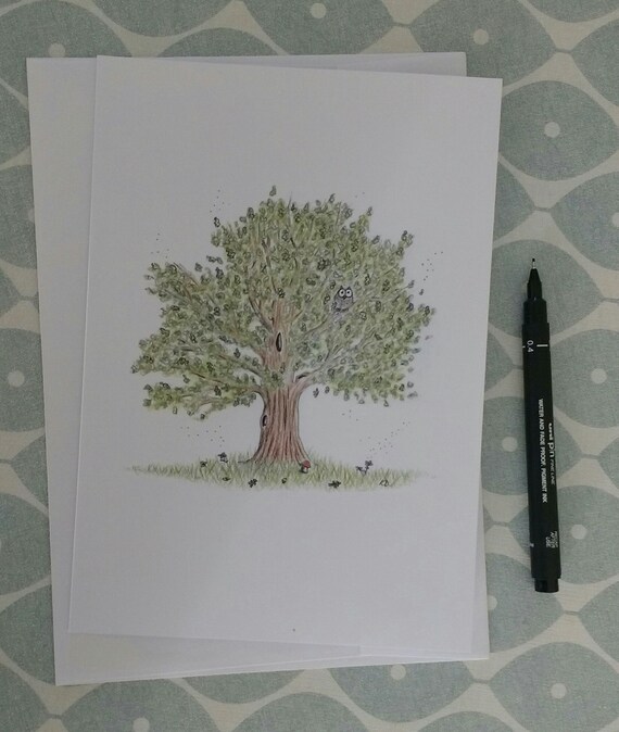 Oak Tree Card | Etsy