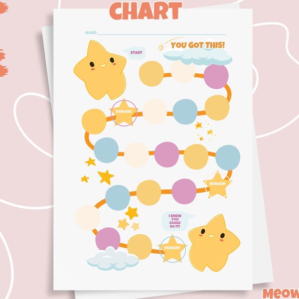 Printable Reward Chart School Sticker Chart Toddler Routine Poster ...