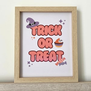 Trick or Treat Poster Printable Halloween Candy Trendy Wall Decor Art ...