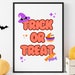 Trick or Treat Poster Printable Halloween Candy Trendy Wall Decor Art ...