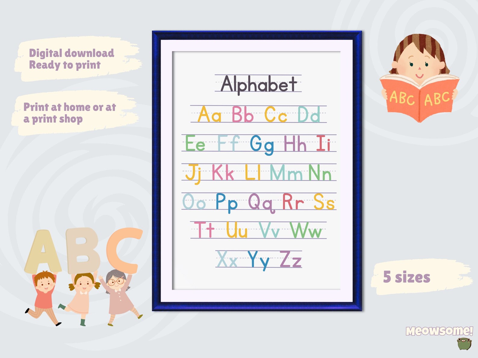 Rainbow Alphabet Poster Matching Worksheets Learn the Alphabet Practice ...