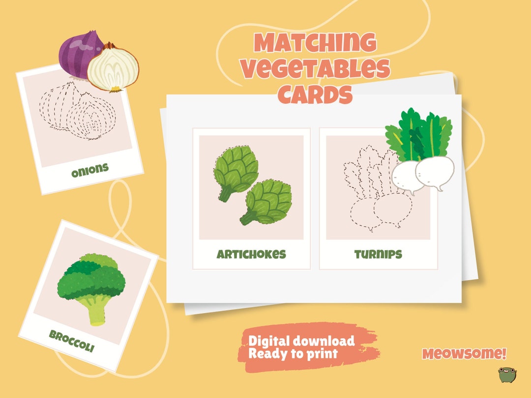 Vegetables Game Flashcards Preschool Learning Cards Montessori ...